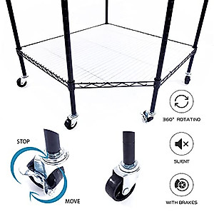 Lovinland Heavy Duty 5-Shelf Shelving Units and Storage on Wheels, Adjustable Carbon Steel Wire Unit Rack for Garage, Kitchen, Office