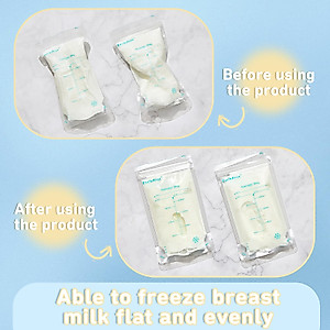 Hushee 12 Pcs Clear Flat Breast Milk Freezer Storage Organizer Space Saving Breastmilk Storage Breastmilk Freezer Tray Breastfeeding Bag Organization, 7.87 x 4.72 x 0.67 in