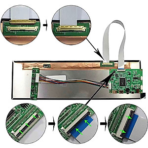 VSDISPLAY 12.6" NV126B5M-N41 12.6inch 1920X515 LCD Screen Work with 2 HD-MI Mini LCD Controller VS-RTD2556HM-V1 and 12V DC 2A Power Adapter Supply US Plug with 5.5x2.1mm/3.5x1.35 mm Port