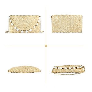 Freie Liebe Straw Crossbody Purse for Women Summer Beach Handmade Shoulder Bag Casual Envelope Woven Handbags