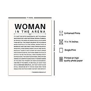 LARGE 11X14 - Man/Woman In the Arena - Teddy Roosevelt Poster - Positive Quotes - Motivational Inspirational Wall Art Decor - Uplifting Gift for Women, Feminist, Entrepreneur - Daring Greatly