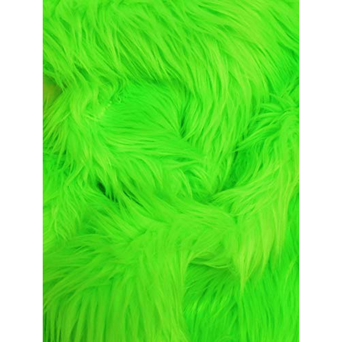UV Reactive Solid Shaggy Faux Fur Fabric Sold by The Yard DIY Coats Costumes Scarfs Accessories Fashion (Neon Green)