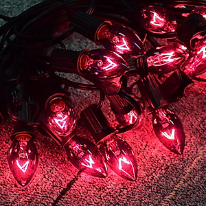 Agaphoton 25 Pack Purple Christmas Replacement Bulbs, C7 Clear Purple Flame Replacement Bulbs for Outdoor String Light, C7/E12 Candelabra Base 5 Watt Great for Christmas Bulbs