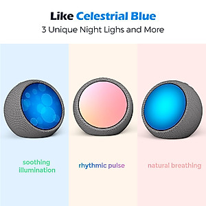 Housbay White Noise Sound Machine with Night Light, Nature Sounds, Breathing Light, Round Screen Glow with Music, Auto-Off Timer, Sleep Noise Machine for Sleeping, Adults, Kids & Baby - Fabric