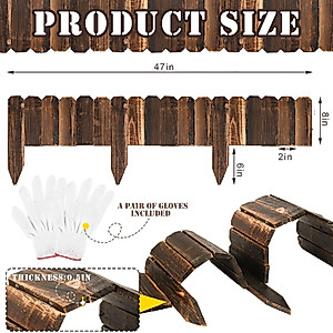 Wood Garden Edging Border Fence with White Gloves Wooden Fence Landscape Wood Border Edging for Garden Yard Pathway Outdoor Patio Decoration 8 x 47 Inches