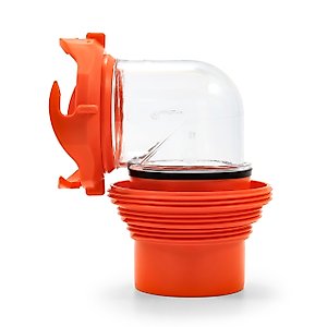Camco 39736, RhinoFlex Clear RV Sewer Hose Elbow with 4-in-1 Adapter | Features a 360-Degree Fitting Rotation and Built-in Gasket for Odor-Tight Protection | Fits 4 Sizes of Dump Station Inlets