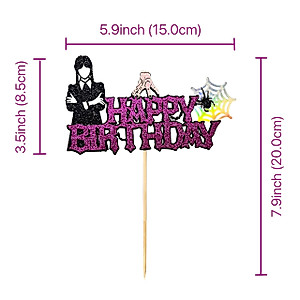 1Pcs Wednesday Addams Happy Birthday Cake Topper - Spider Web Thing Hand Wednesday Girl Cake Decoration - Wednesday Addams Birthday Party Supplies For Kids And Fans Of The Iconic Character