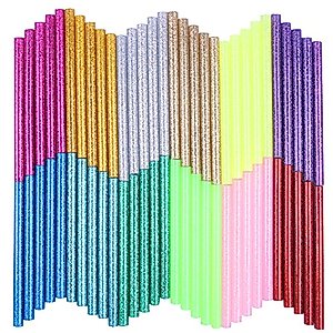 Petift Colored Glitter Hot Glue Sticks,Hot Melt Adhesive Glue Sticks Mini Size 0.27 inch by 3.93 inch,12 Color 60 pcs for Arts Crafts, DIY, Home General Repair, Crafting Project, Holiday Ornament