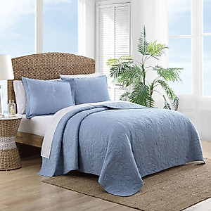 Tommy Bahama Home | Costa Sera Collection | 100% Soft Brushed Cotton, Pre-Washed for Softness, 2-Pack Standard Sham Set for Bedroom Décor, 21" x 27", Blue