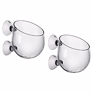 DS. DISTINCTIVE STYLE Aquatic Plant Cups 2 Pieces Crystal Glass Plant Pot with 2 Suction Cups for Aquarium Decoration
