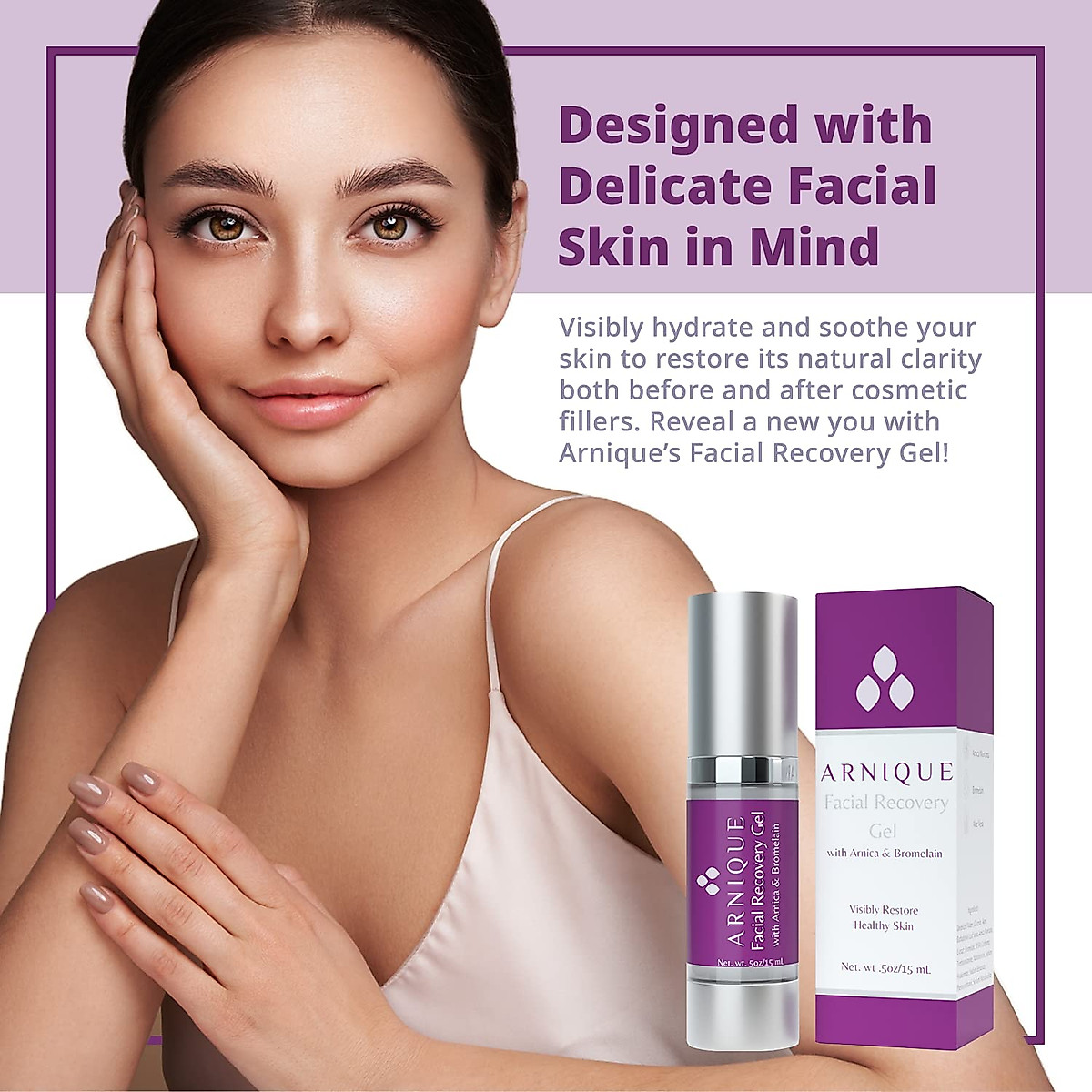 Arnique Arnica Gel for Face - Facial Recovery Aftercare for Fillers & Cosmetic Injection Treatments, Arnica Montana and Bromelain for Bruising and Swelling After Surgery Skin