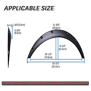 4PCS Black Universal 2”/50mm Car Wheel Fender Flares Flexible Durable Extra Wide Auto Car Body Kit