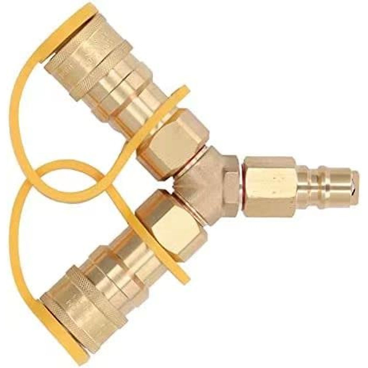 1/2 Inch Natural Gas Y Splitter, Durable Brass 2 Way Quick Connect Adapter for Natural Gas, for Weber Natural Gas Grills, Patio Heater, Pizza Oven
