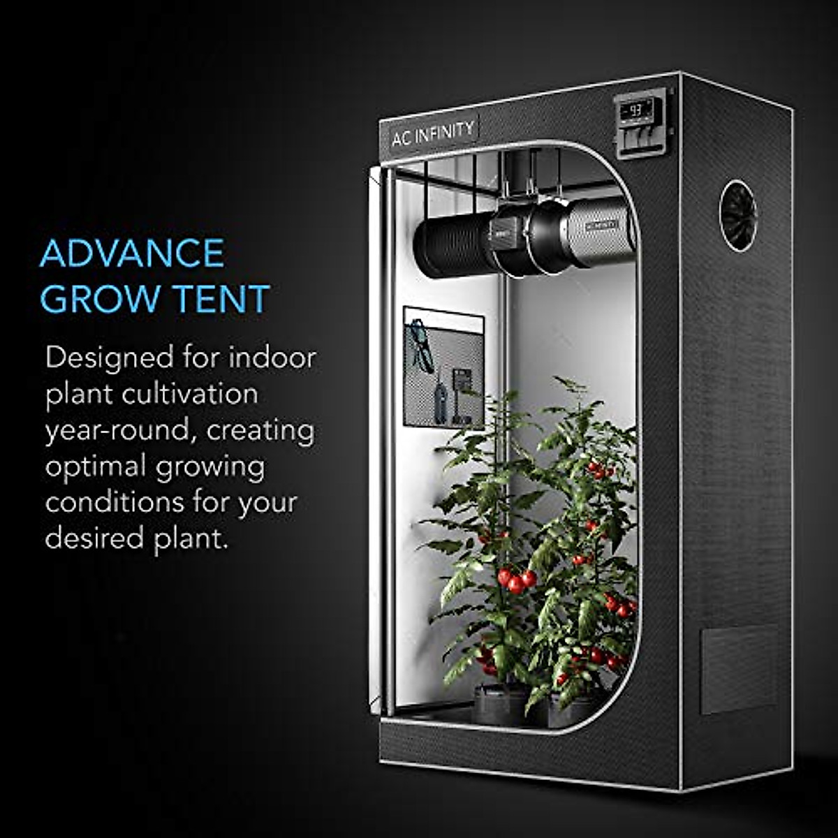 AC Infinity CLOUDLAB 894 Advance Grow Tent, 96”x48”x80” Thickest 1 in. Poles, Highest Density 2000D Diamond Mylar Canvas, 8x4 for Hydroponics Indoor Growing