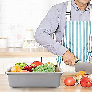 Yubine 8L Small Rectangle Dishpan Bust Tubs, Commercial Bus Tote Boxes, 4-Pack