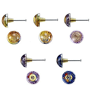 BITACS 6 Piece Chakra Symbol Cabinet Knob with Screws Chakra Healing Stone Dresser Drawer Knob Pull (Color : Argento, Size : As The Picture Shows)