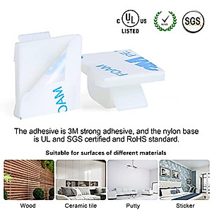 XHF 3/4” Adhesive Cable Wire Clips White 60pcs, Outdoor Cable Management Wire Organizer Cord Holder for Under Desk, Car, Wall, TV PC Ethernet Cable