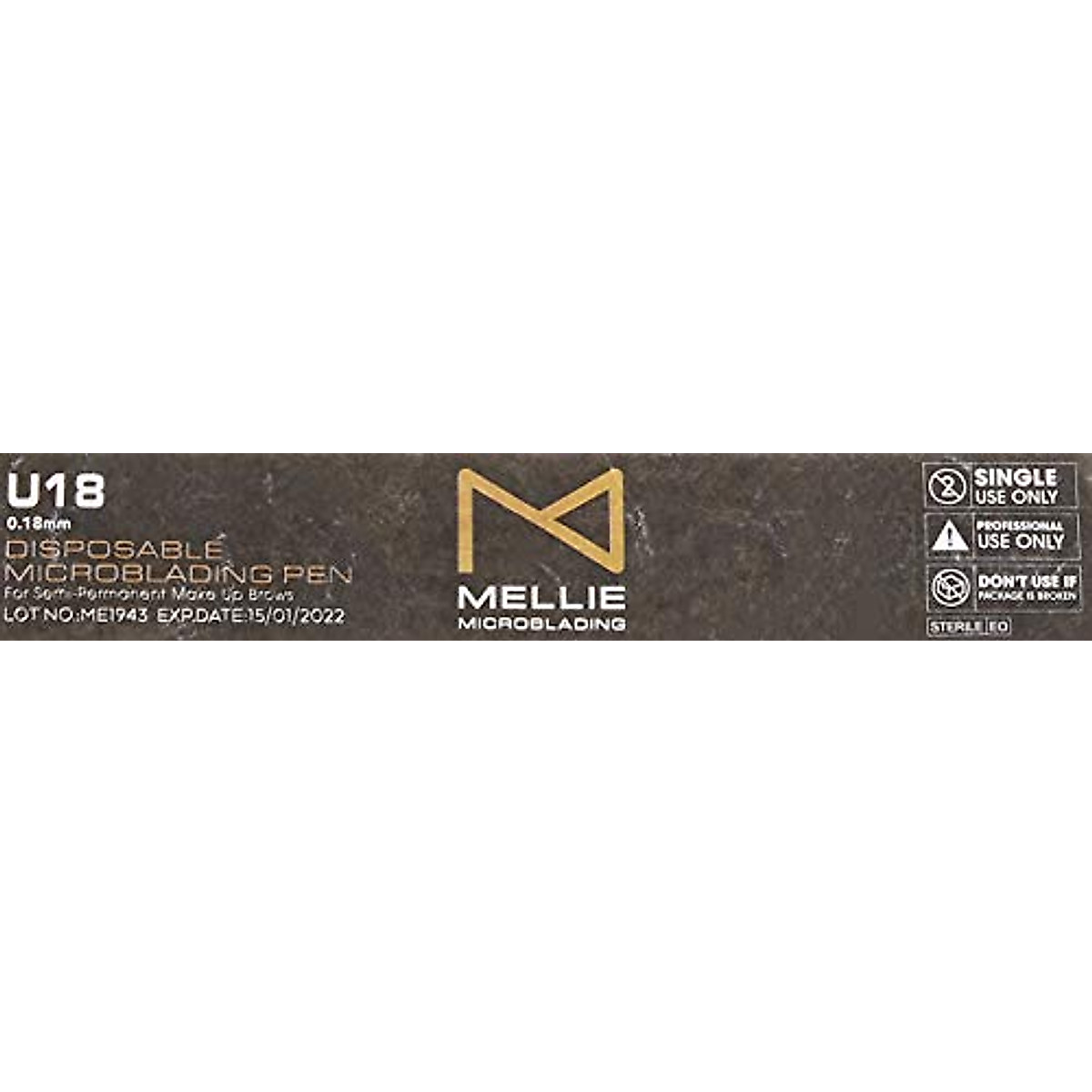 PACK Of 10 Mellie's Signature Microblading Disposable Pen - U SHAPE .18mm - Sterile - Sharp Blade & Non Slip Grip With Pigment Sponge - 18U Microblading Needles