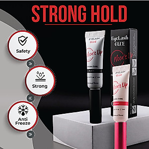 NOON'S UP Eyelash Glue (Black) - Super Strong Hold Eyelash Adhesive | Waterproof Eyelash Glue | Hypoallergenic Lash Glue for Sensitive Eyes | Black Eyelash Glue That Blends Naturally (0.14 Fl. Oz.)