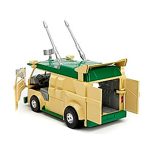 Party Wagon Green and Beige and Donatello Diecast Figure TMNT Hollywood Rides Series Diecast Model by Jada 34529