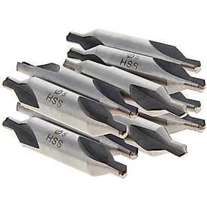Utoolmart 10 Pcs Center Drill Countersink Lathe Bit Mill Tool, Combined Drills Plain Type A 5mm x 12mm, Combined Countersinks Drills Set Tool, HSS-6542 Countersinks