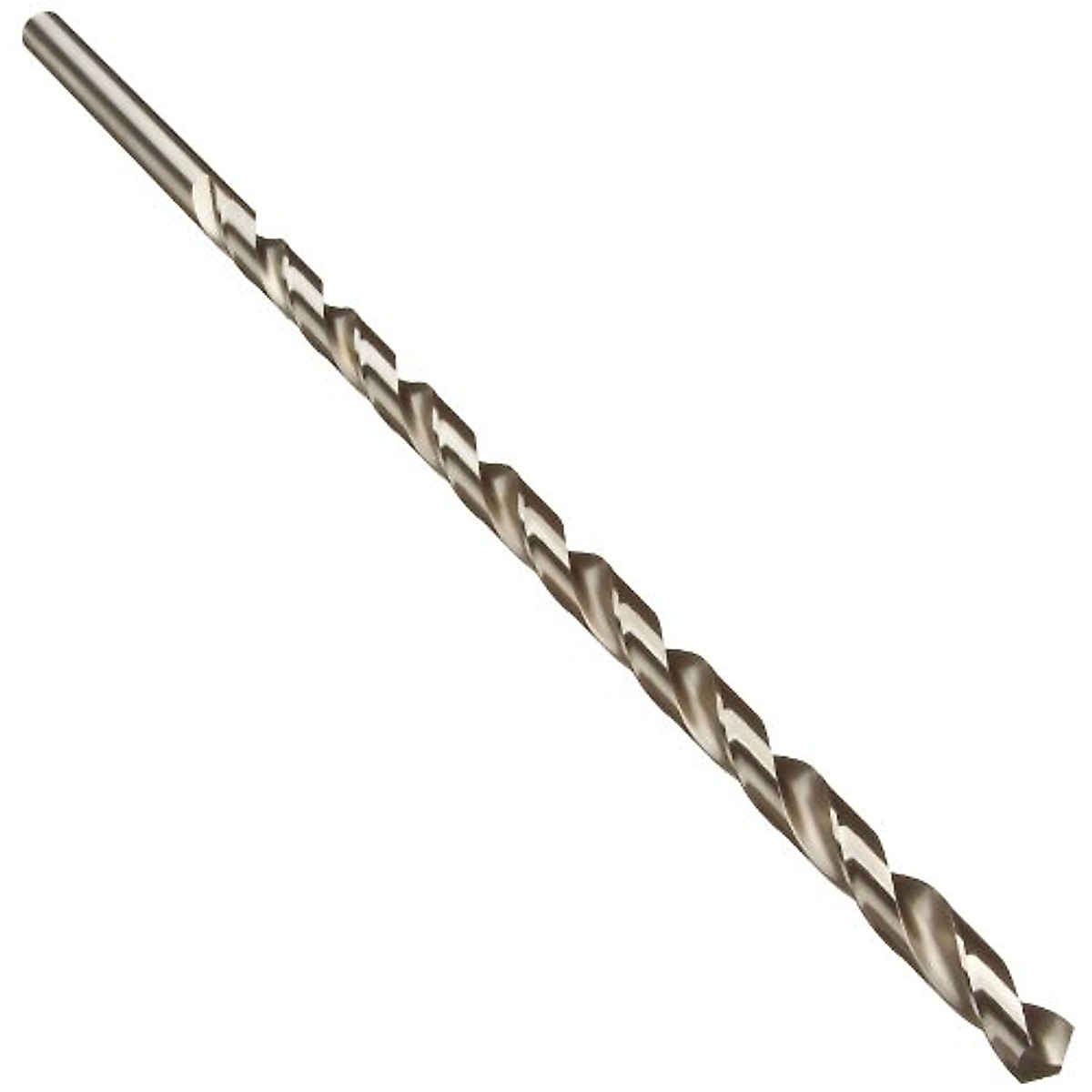 Precision Twist 1290 High Speed Steel Extra Long Length Drill Bit, Uncoated (Bright) Finish, Round Shank, Spiral Flute, 118 Degree Point Angle, 3/8"