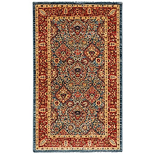 SAFAVIEH Mahal Collection 3' x 5' Navy / Red MAH655C Traditional Oriental Non-Shedding Living Room Bedroom Accent Rug