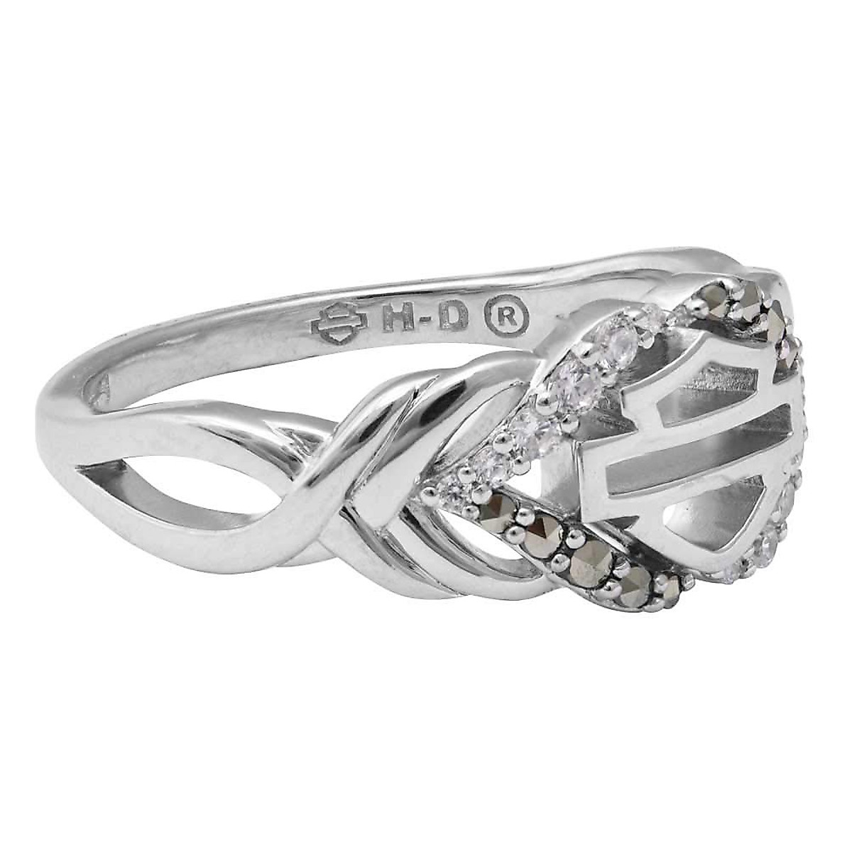 Harley-Davidson Women's Salt & Pepper Twist Ring, Sterling Silver HDR0477 (9)