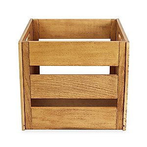 Victrola Wooden Crate - Table Top Album Holder and Organizer for All Records, Holds over 50 Vinyls, Classy Wood Finish, Easy Installation, Elegant Design