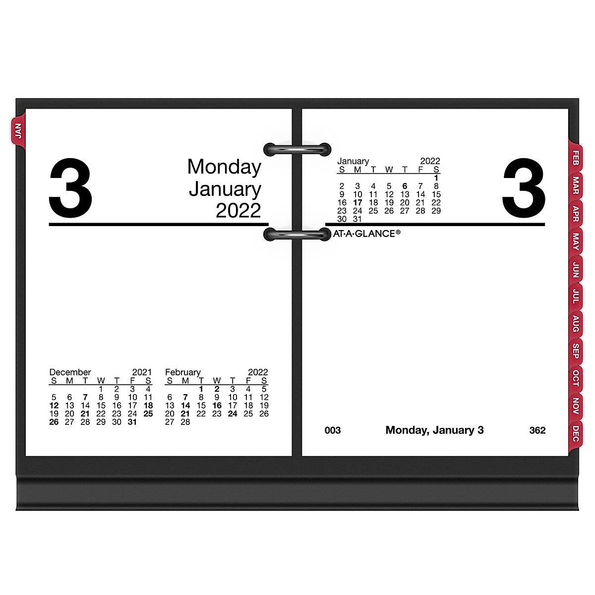 2022 Daily Desk Calendar Refill by AT-A-GLANCE, 3" x 3-3/4", Loose-Leaf, Compact (E91950), Black, 2022 New Edition