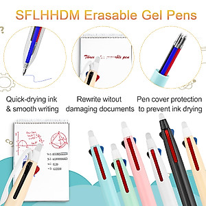 6 PCS 3-in-1 Multicolor Erasable Gel Pens, Erasable Multicolor Ballpoint Pen for Make Mistakes Disappear,0.5mm Ink Gel Pens Quick-drying Rolling Ball Pens with Eraser,3-Color Retractable Erasable Pens