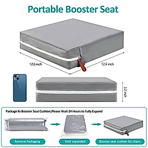 Toddler Booster Seat for Dining Table,Non-Slip Bottom Booster Seat for Table, Child/Kids/Baby Booster Seat for Dining Table with 2 Adjustable Strap Buckle,Portable Travel Booster Seat for Chair(Grey)
