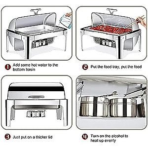 Chafing Dishes Chafing Dish Buffet Set, Food Warmers Server Warming Tray Round Rectangular Chafers, Stainless Steel Square Chafer, Round Food Warmer Chafing For Catering Warmer Chafer Set, Energy Effi