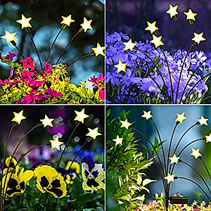 Keevvon Solar Garden Lights - New Upgraded Solar Firefly Swaying Light, Solar Outdoor Lights, High Flexibility Iron Wire Solar Garden Decorative Lights Yard Patio Pathway Decoration, Warm White 2 Pack