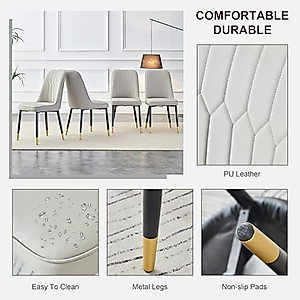 Maotifeys 5 Piece Dining Table Set for 4 Modern Sintered Stone Marble Dining Table Set for 4 People, Oval Faux Marble Kitchen Table and 4 Leather Upholstered Dining Chairs, 50" W x 30" D x 30" H