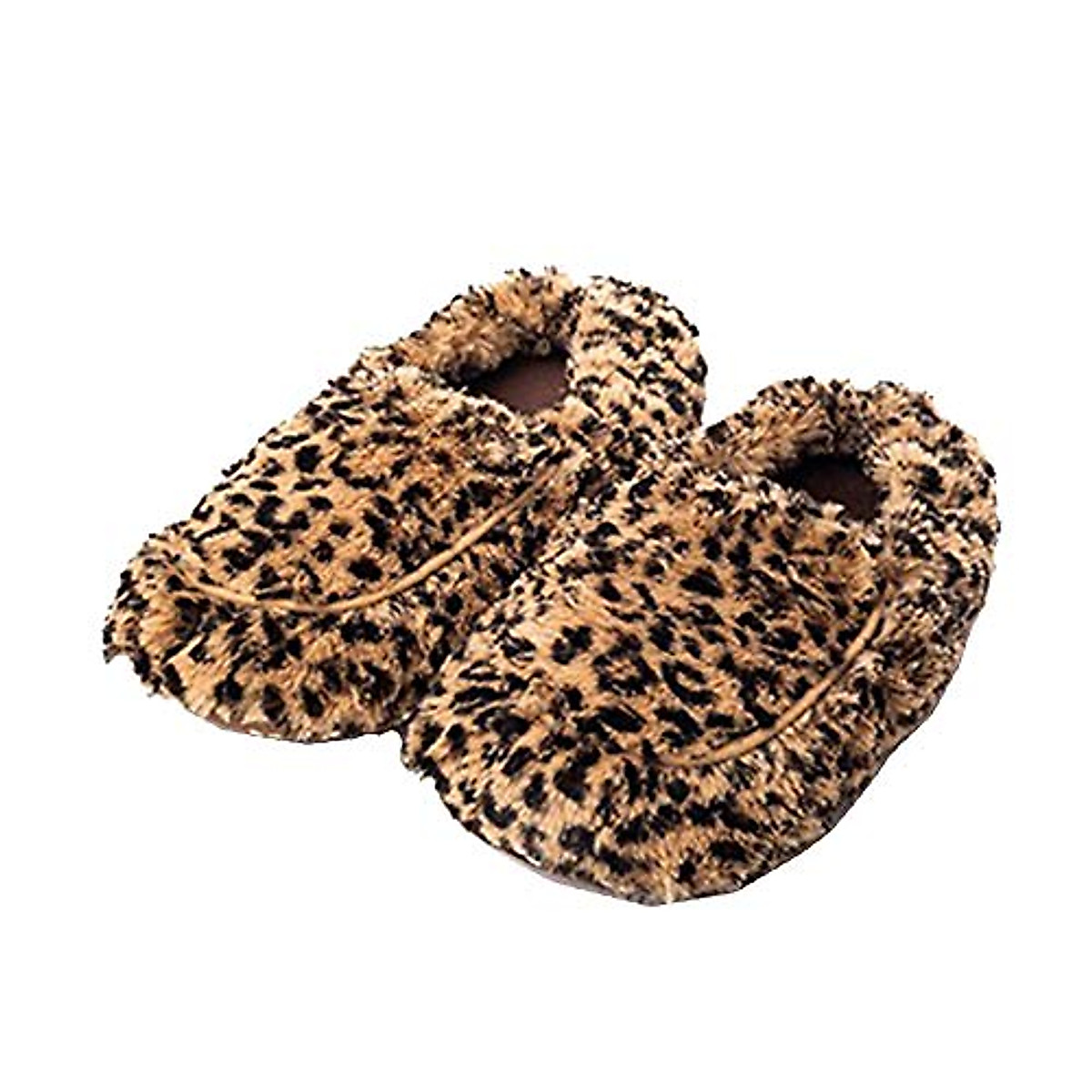 warmies Microwaveable House Slippers for Women - Womens Shoe Sizes 6-10 - Plush, Soft & Fuzzy Indoor Slippers with Backs & Non-Slip Memory Foam Soles - Cozy Warm Ladies Slipper - Leopard
