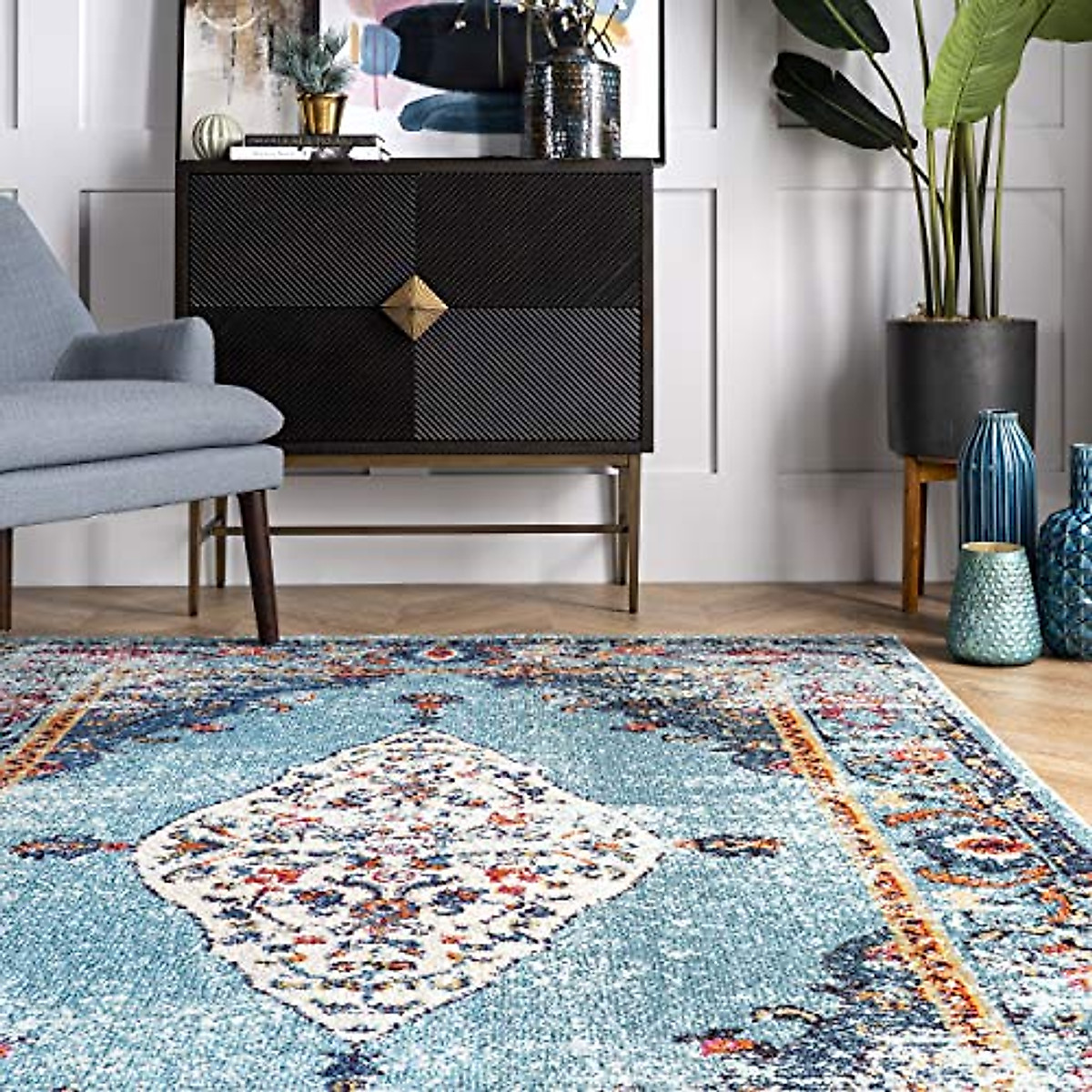 nuLOOM Veronica Vintage Distressed Runner Rug, 2' 6" x 10', Aqua