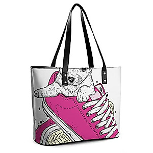 Womens Handbag Dog Leather Tote Bag Top Handle Satchel Bags For Lady