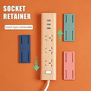 Self-Adhesive Desktop Socket Fixer, 2023 New Adhesive Punch Free Socket Holder, Premium Wall-Mounted Plug Fixer Sticker Desktop mountable Plug-in Socket Fixer Bracket Stand (8 Pcs)