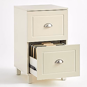 Target Marketing Systems Bradley Collection Drawer Cabinet with Metal Handles for Home Office Organization, Fits Letter-Size File, 2, White