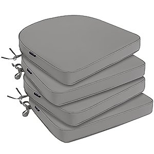 Favoyard Outdoor Chair Cushions 19"x19"x2" Set of 4 Waterproof Seat Cushion for Patio Furniture with 3-Year Fade Resistant Removable Cover Attach Straps Hidden Zipper Round Corner for Yard Garden