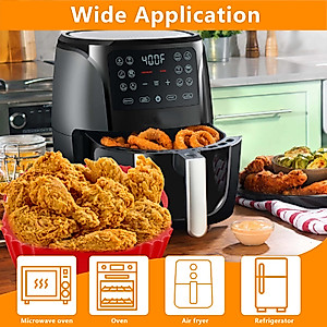 2 Pack Air Fryer Silicone Liners, 8 Inch Square Air Fryer Liners for 4 to 7 QT, Reusable Silicone Air Fryer Liners, Air Fryer Accessories, AirFryer Liners Silicone (Black & Red)