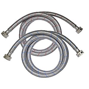 Appli Parts APIH-7234 2-Pack 6 ft Washing Machine Inlet Hose Braided Stainless Steel with Seal 3/4 in NPT Female Fitting works for hot and cold water