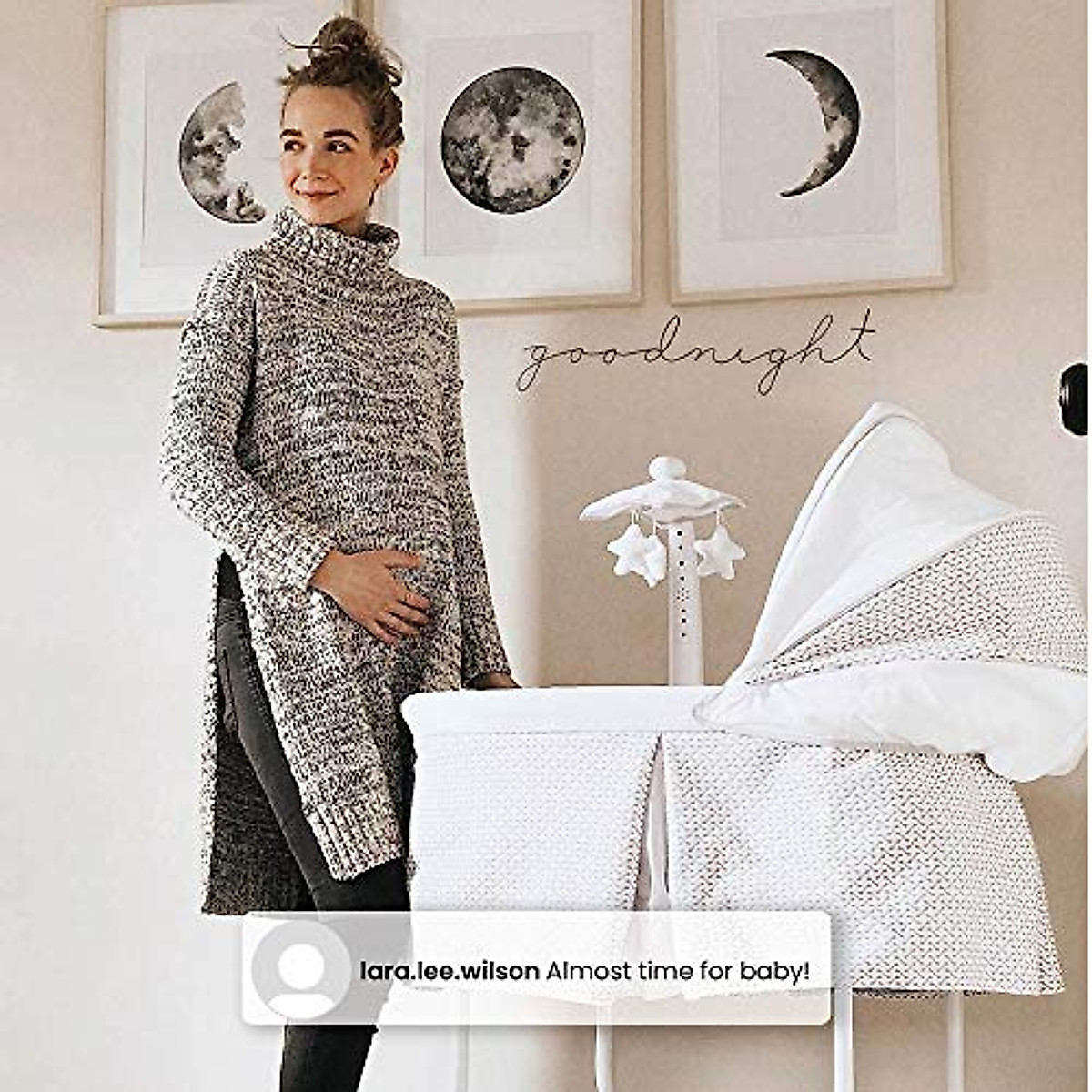 Serta iComfort Hands-Free Auto-Glide Bedside Bassinet - Portable Crib Features Silent, Smooth Gliding Motion That Soothes Baby, Cameron