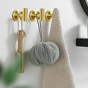Towel Hooks Heavy Duty Coat Hook SUS304 Stainless Steel Robe Clothes Hook Holder for Bathroom Kitchen Garage Hotel Wall Mounted 2 Packs (Gold)