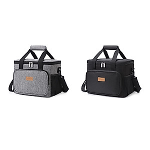 Lifewit Large Lunch Bag Insulated Lunch Box Soft Cooler Cooling Tote for Adult Men Women, 24-Can (15L), Grey and Black