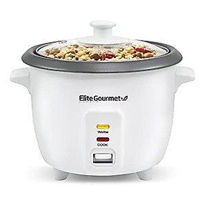 Elite Gourmet ERC-006NST# Electric Rice Cooker with Non Stick Inner Pot Makes Soups, Stews, Grains, Cereals, Keep Warm Feature, 6 Cups, White