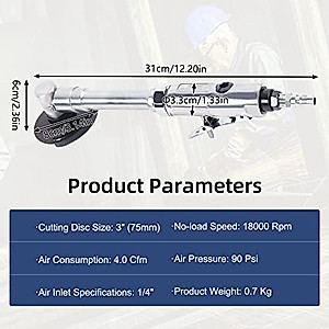 Long Handle Pneumatic Cut Off Tool 3-inch 18000RPM Air Cut-Off Tool Extended Cutting Tool