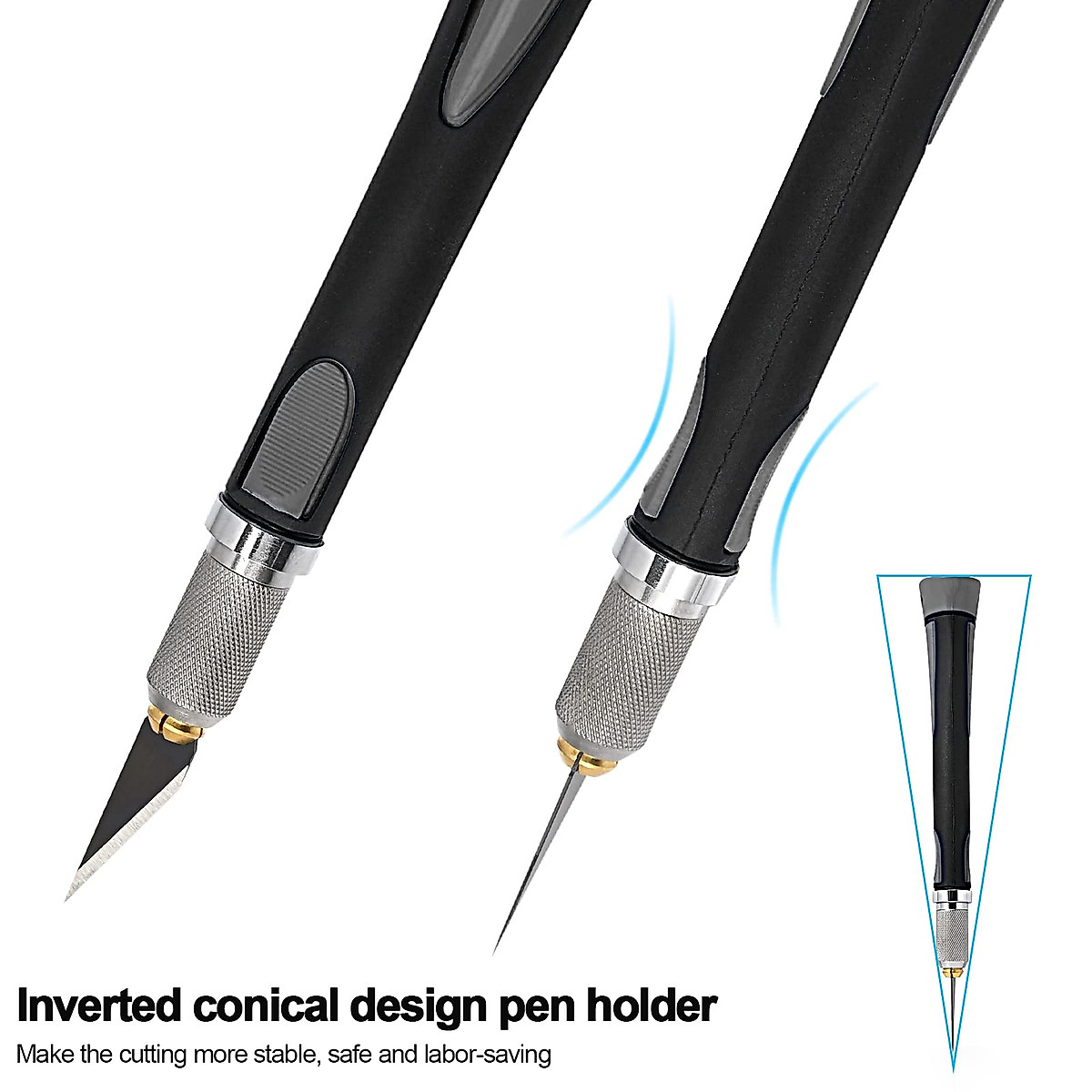 EHDIS Precision Hobby Knife Set Utility Craft Knife Kit with 10PCS Blades for Art, Working-Stencil, Scoring, Scrapbooking, Architecture Modeling, Crafting, Precision Knife-Grey