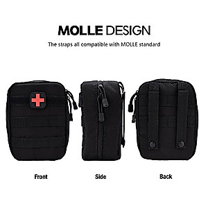OKJHFD First Aid Kit, First Aid Medical Bag, Multi Pocket Lightweight Med Bag for Outdoor Activities(Black)